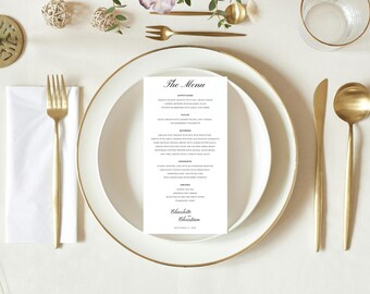 Wedding Menu Cards Place Settings Bundle Digital Template Minimalist ...