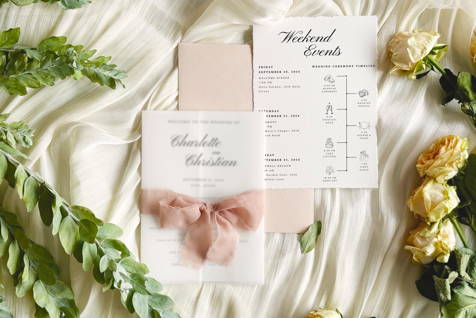 Minimal Modern Wedding Itinerary Card Template Download, Simple Welcome ...