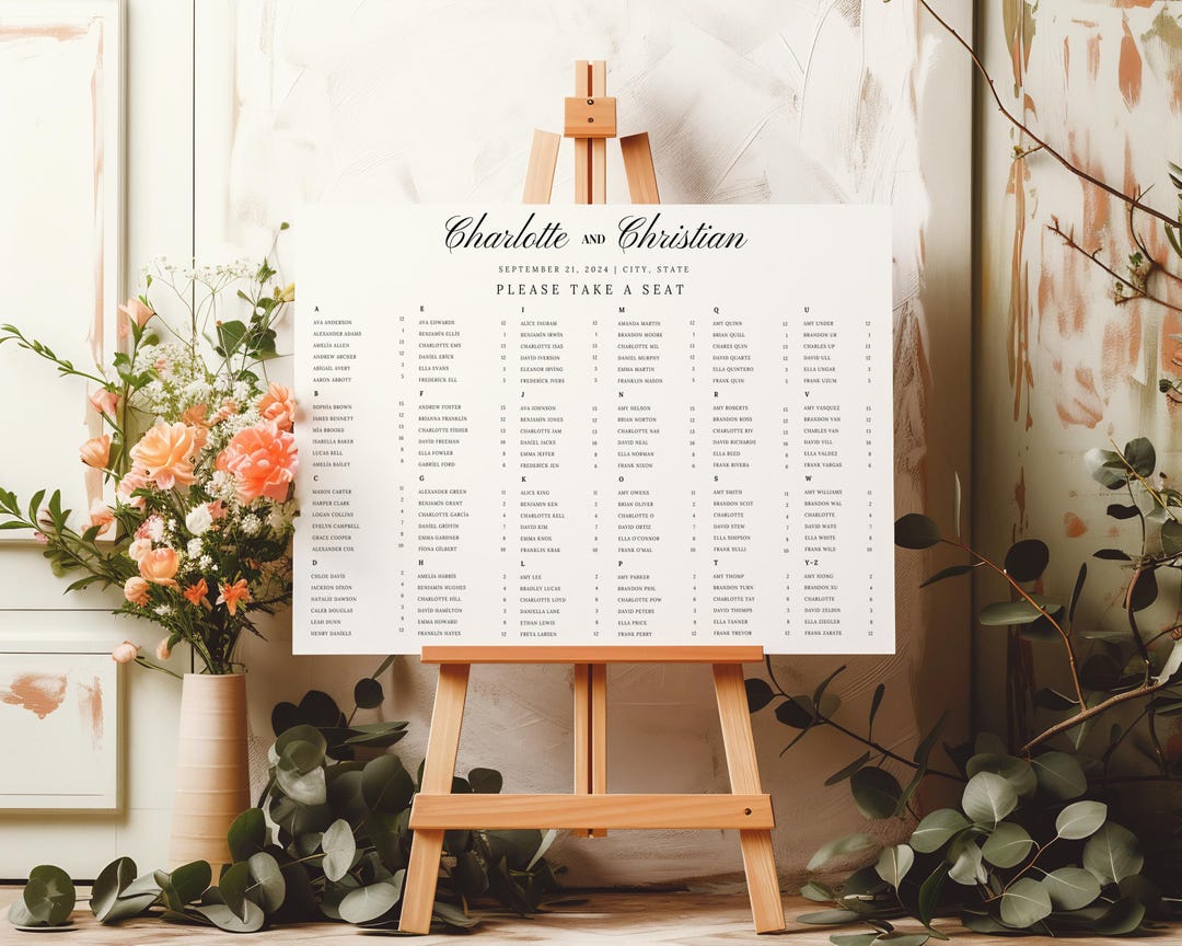 Minimalist Seating Chart 36x24" | Large Wedding Seating Chart ...
