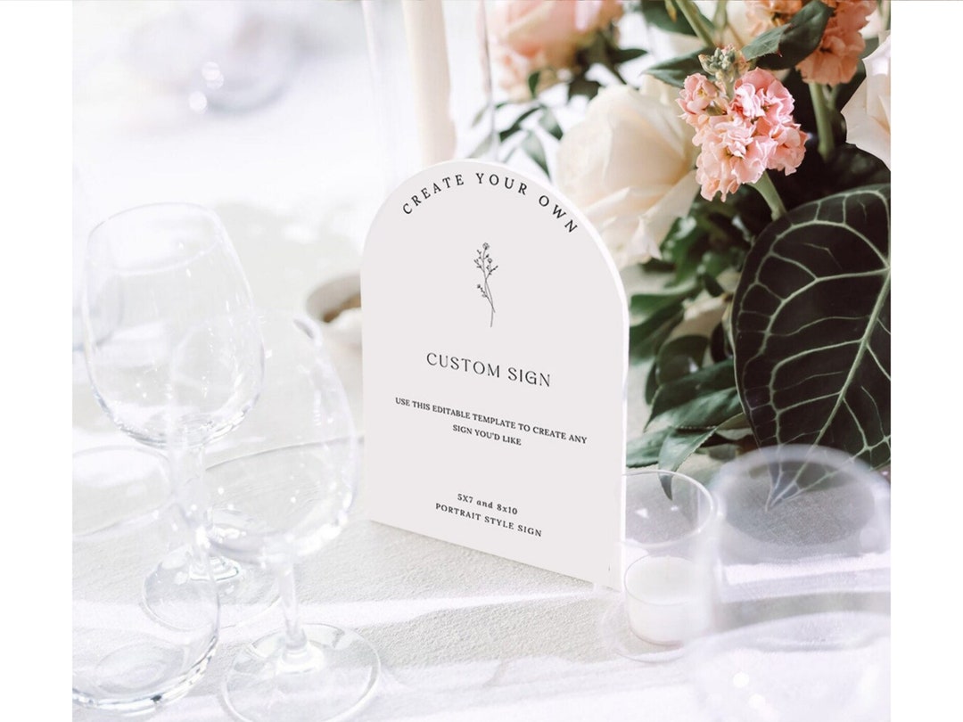 Arched Minimalist Custom Sign Template | Modern Wedding Sign 8x10 ...