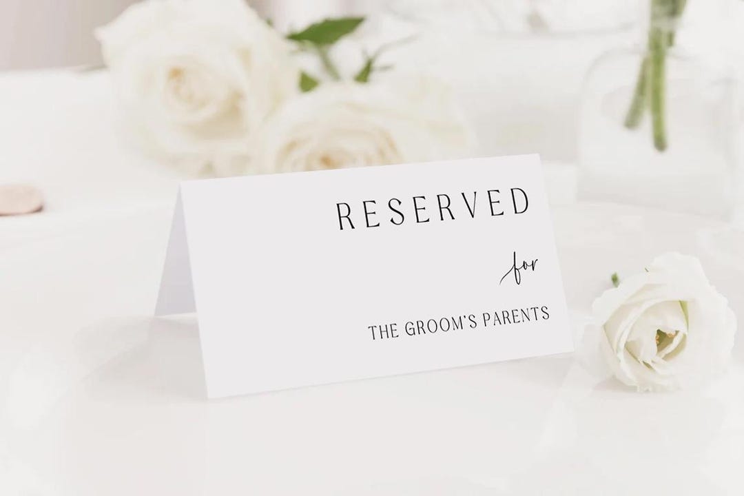 Minimalist Wedding Reserved Sign, Minimalist Reserved Card, Modern ...