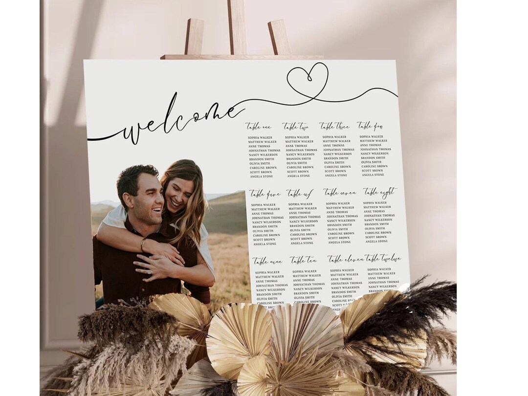 Seating Chart Template, Modern Calligraphy, Editable & Printable ...