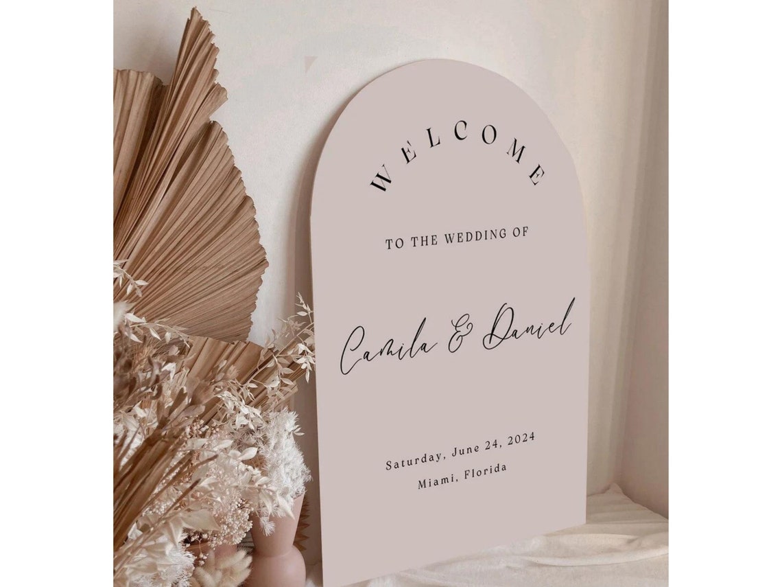 Wedding Welcome Sign Template, ARCHED Welcome Wedding Sign, Minimalist ...