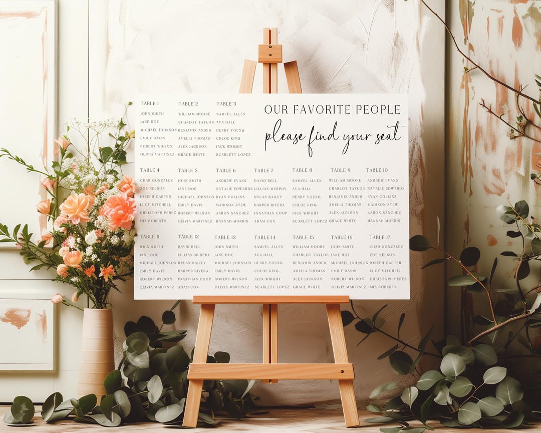 Landscape Seating Chart, INSTANT DOWNLOAD Portrait,horizontal, Signage ...