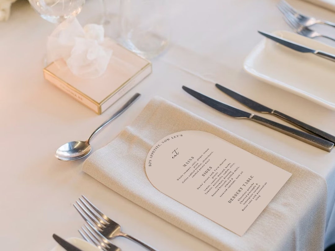 Modern Bohemian Arched Dinner Menu Card Template Printable - Etsy