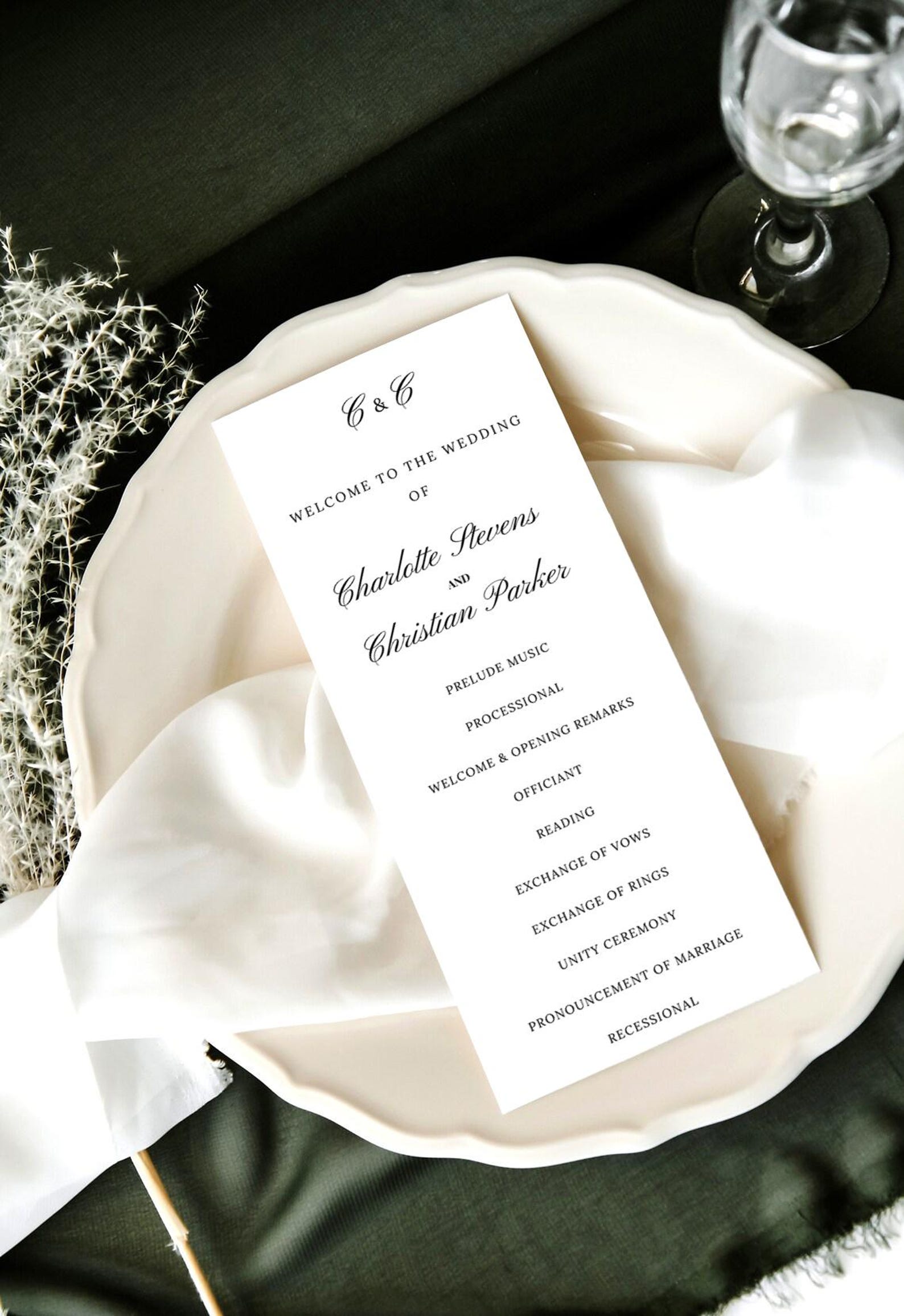 Minimal Wedding Program Template, Simple Wedding Program Template ...
