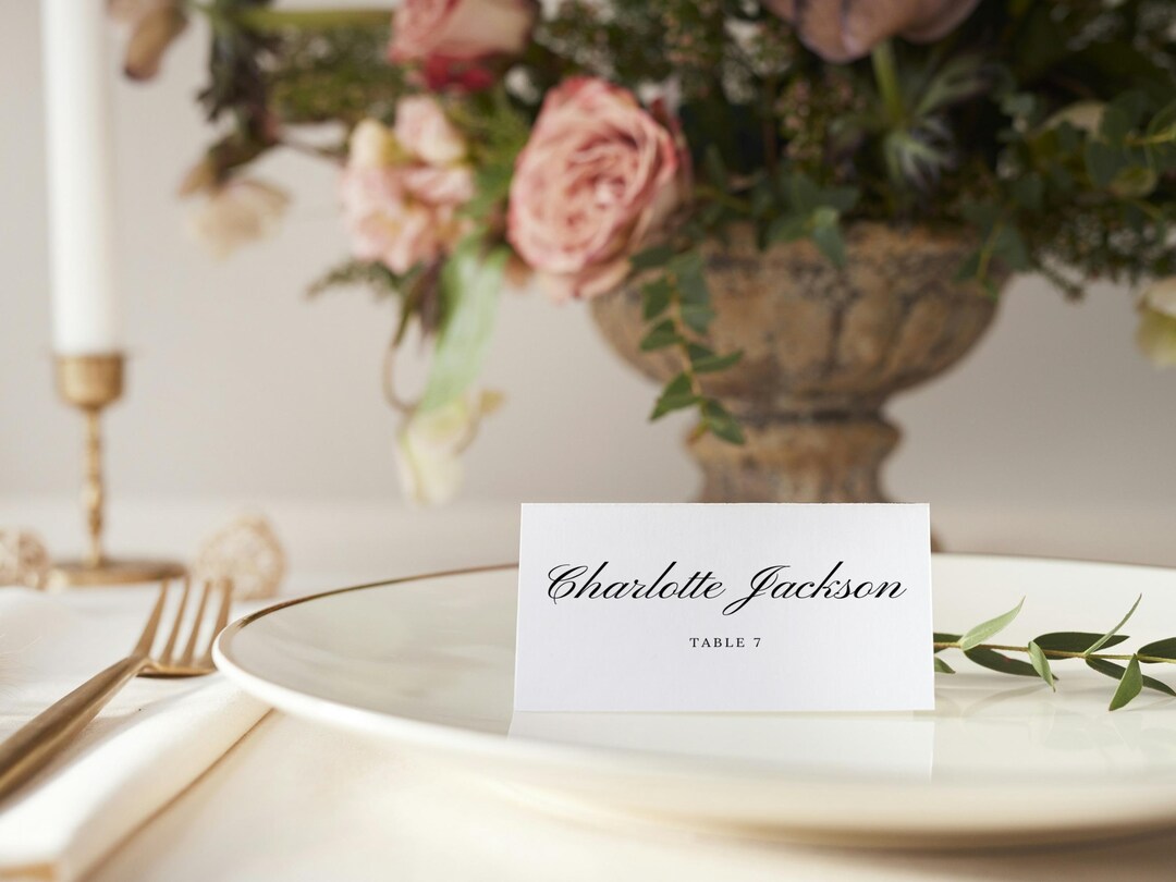 Minimal Modern Table Name Card Template, Printable Wedding Place Cards ...