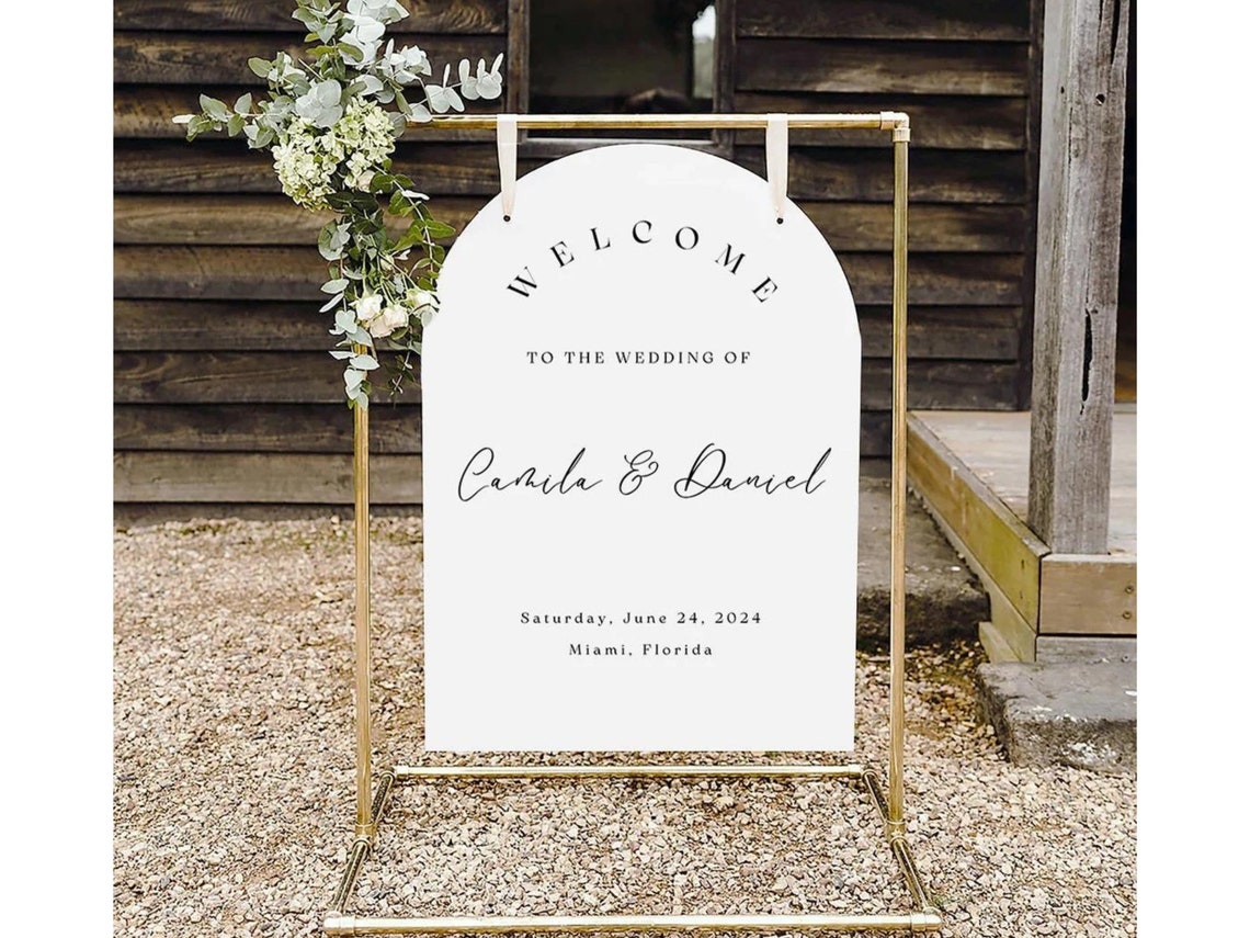 Wedding Welcome Sign Template, ARCHED Welcome Wedding Sign, Minimalist ...
