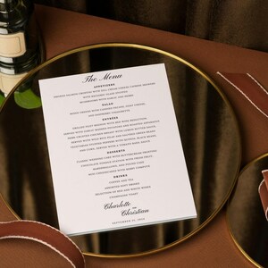 Wedding Menu Cards Place Settings Bundle Digital Template Minimalist ...