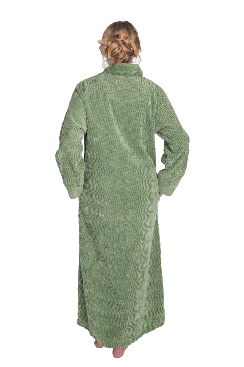 Womens Soft Wavy Chenille Zipper Robe Full Length Chenille Zipper Gown ...