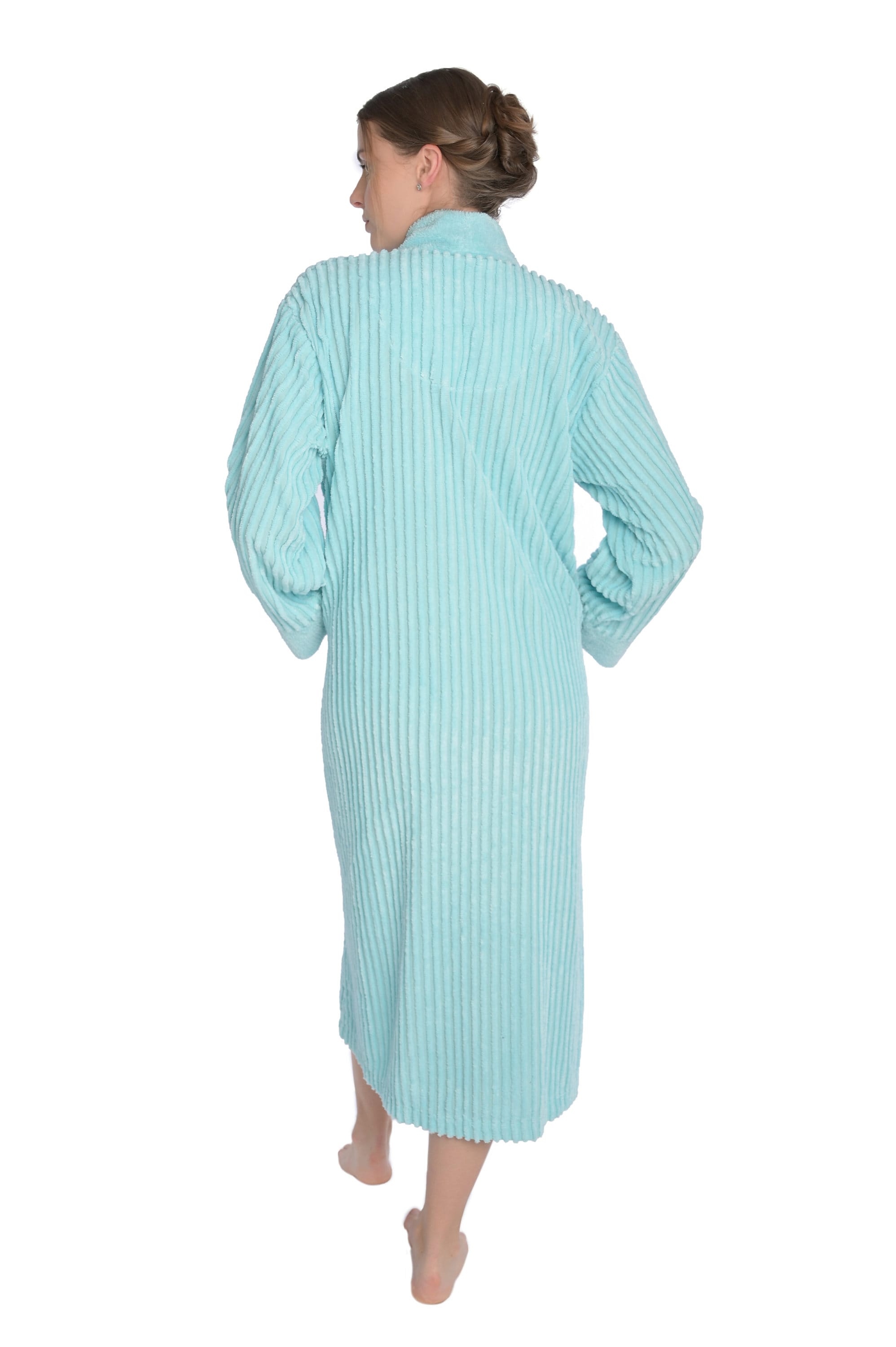 Womens Chenille Button Front Robe Bathrobe Button Gown Ladies Full ...
