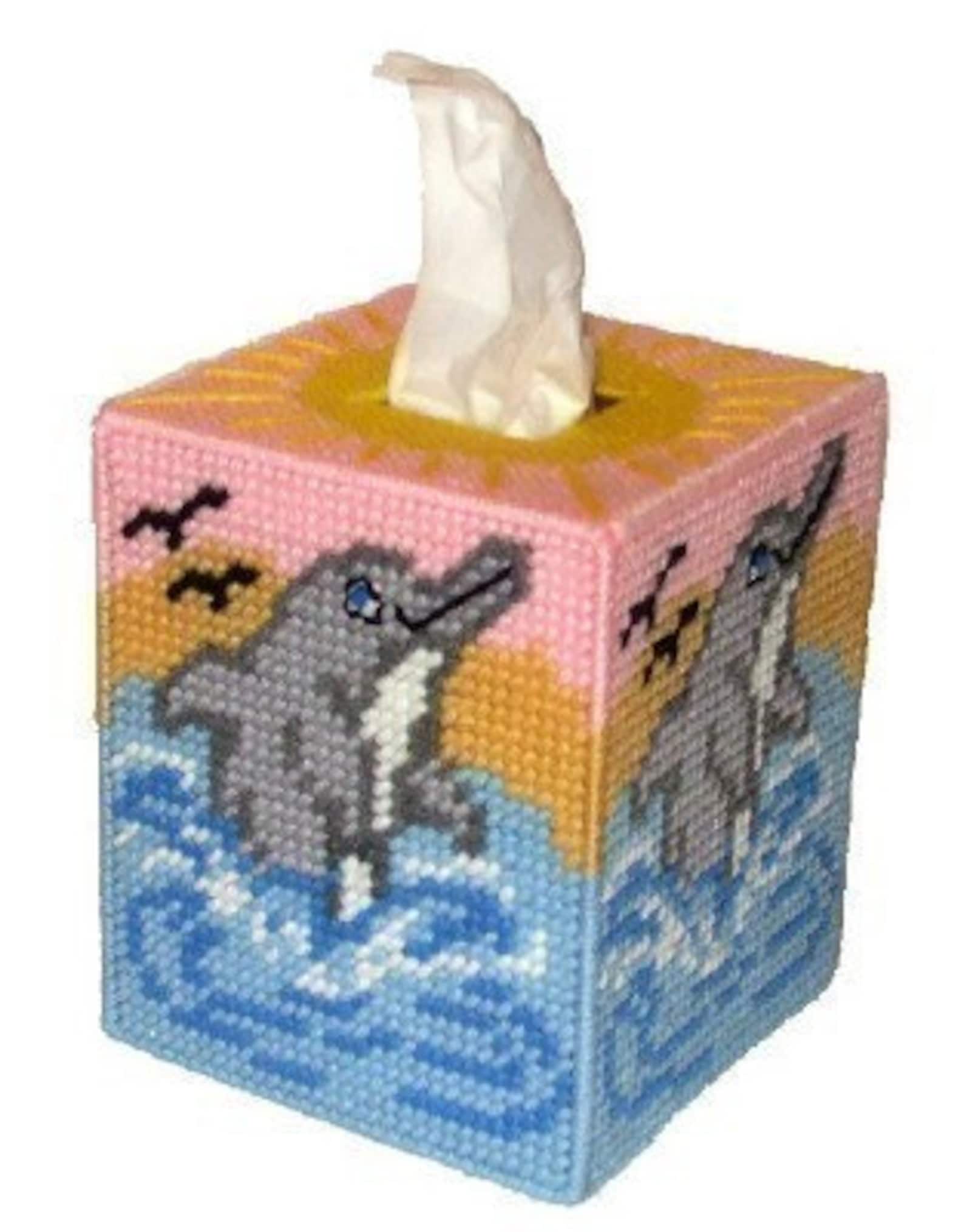 Dolphins in the Waves Tissue Box Cover Plastic Canvas PDF PATTERN ONLY ...