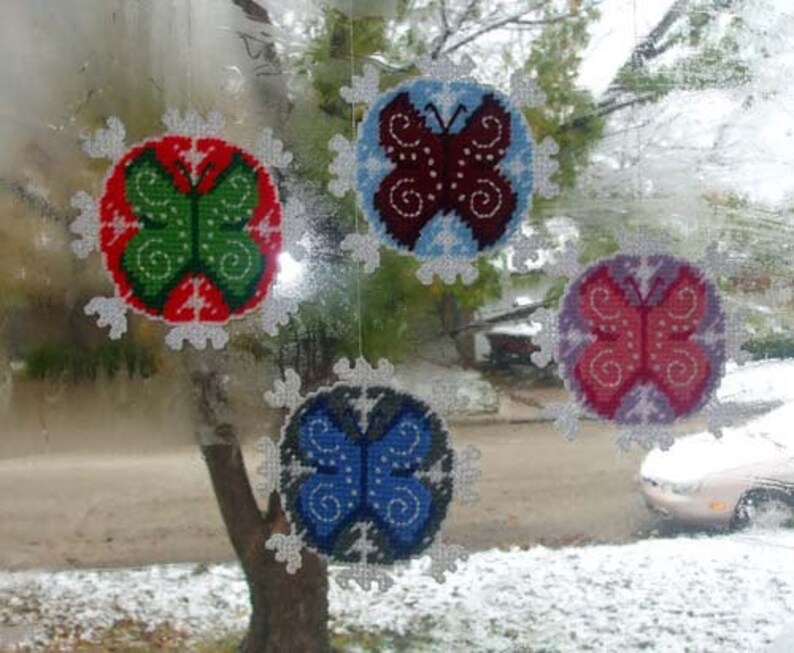 Butterfly Snowflake Danglers Plastic Canvas PDF PATTERN ONLY **not ...