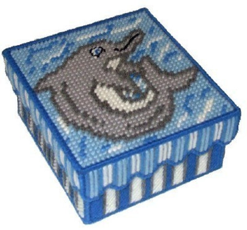 Dolphins in the Waves Trinket Box Plastic Canvas PDF PATTERN ONLY **not ...