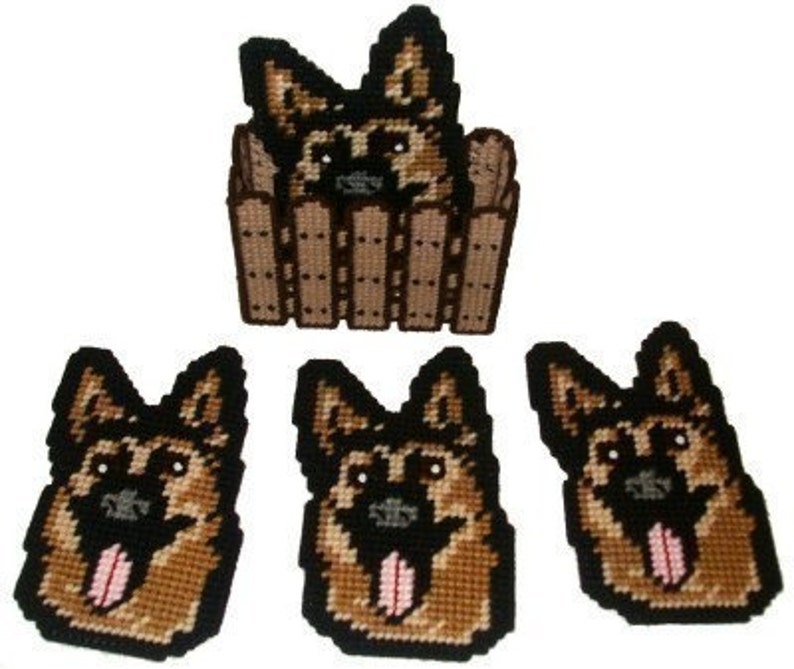 German Shepherd Coaster Set Plastic Canvas PDF PATTERN ONLY **not ...