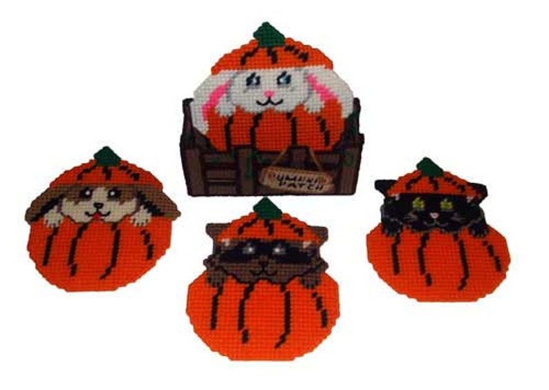 Pumpkin Patch Cuties Coaster Set Plastic Canvas PDF PATTERN ONLY **not Finished Product** - Etsy