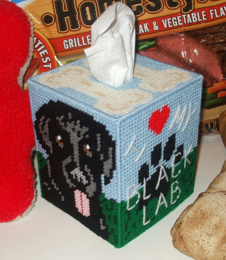 Black Labrador Tissue Box Cover Plastic Canvas PDF PATTERN ONLY **not ...
