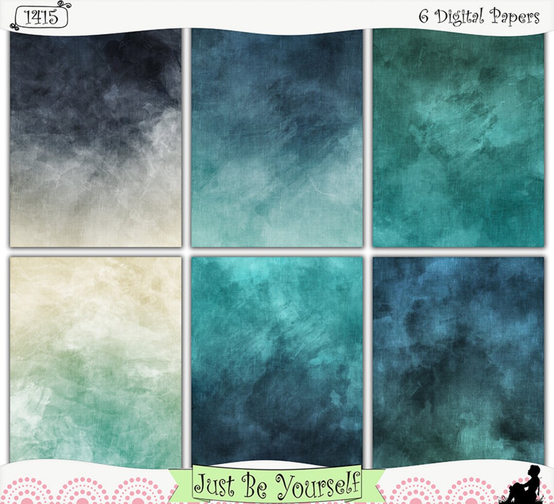 Grungy Stormy Seas Blue Printable Digital Papers Instant Download Set ...
