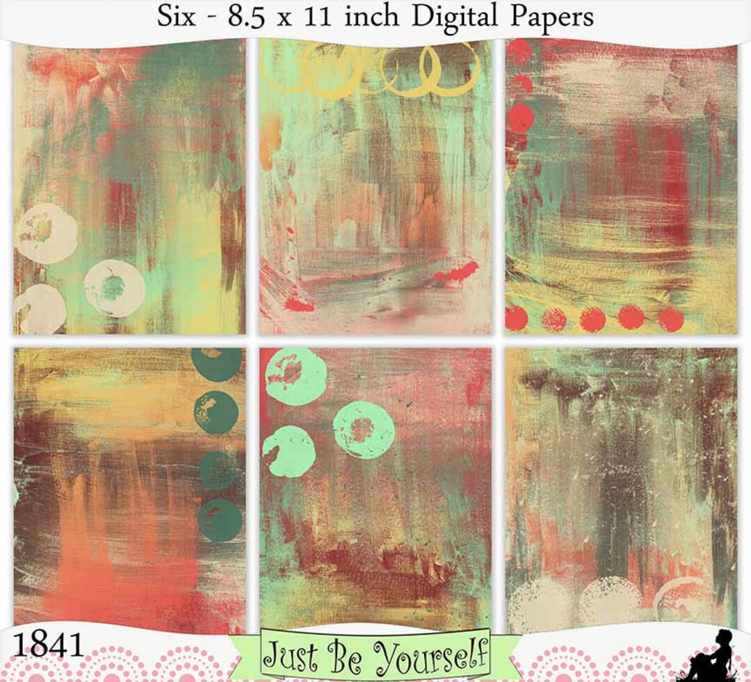 Distressed Brown Orange Green Yellow Printable Digital Papers Instant ...