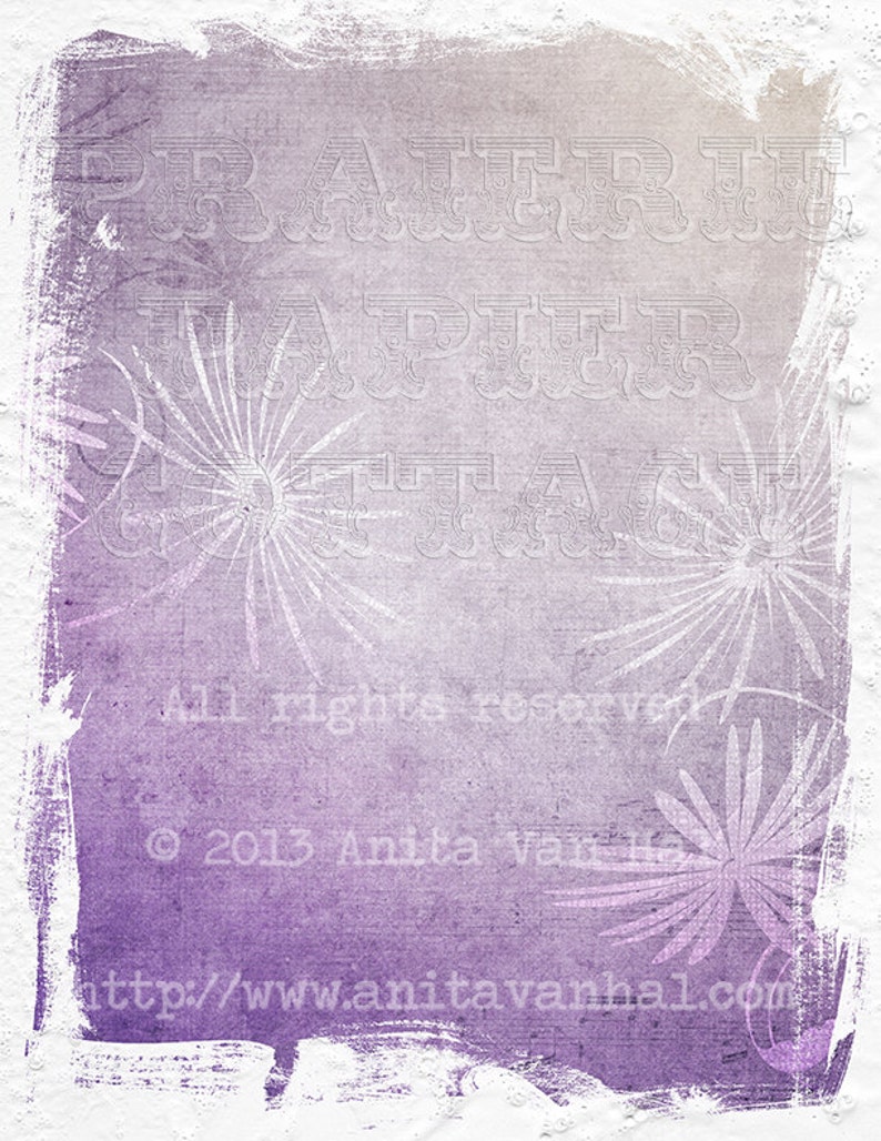Purple Haze Printable Art Journal Papers Instant Download Set of 6 - 8. ...