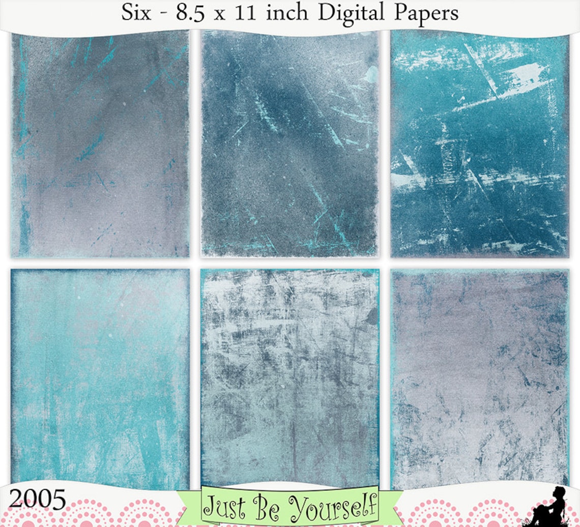 Distressed Blue Painted Digital Background Prints Instant Download Set ...