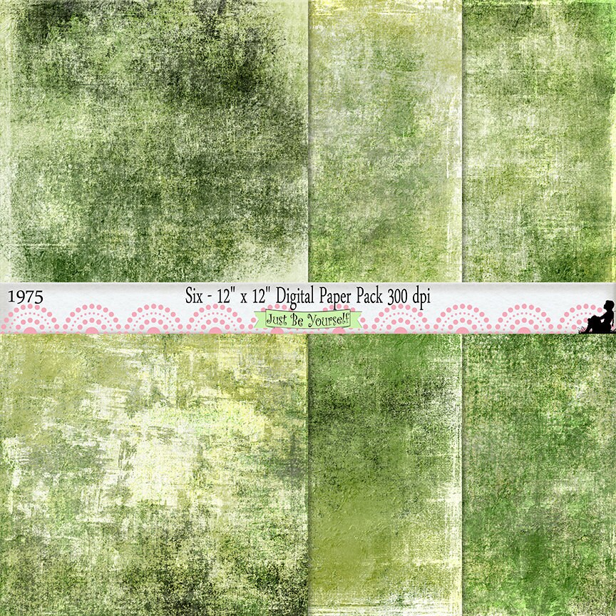 12 X 12 Inch Shabby Hues of Green Painted Scrapbook Background Papers ...