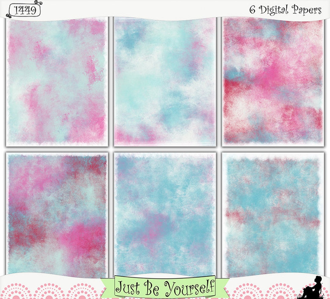 Distressed Pink and Blue Printable Digital Prints Instant Download Set ...