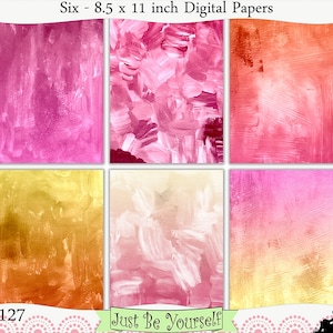 Pink Orange Yellow Painted Digital Papers Instant Download Set of 6 - 8 ...
