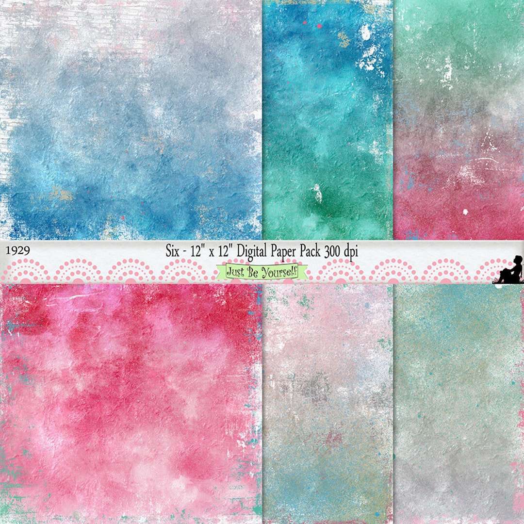 12 X 12 Inch Shabby Blue Pink Green Beige Painted Background Papers ...