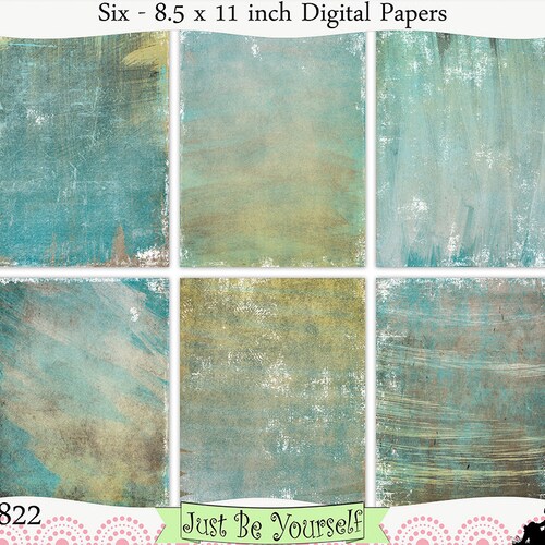 Grungy Blue and Green Printable Papers Instant Download Set of - Etsy