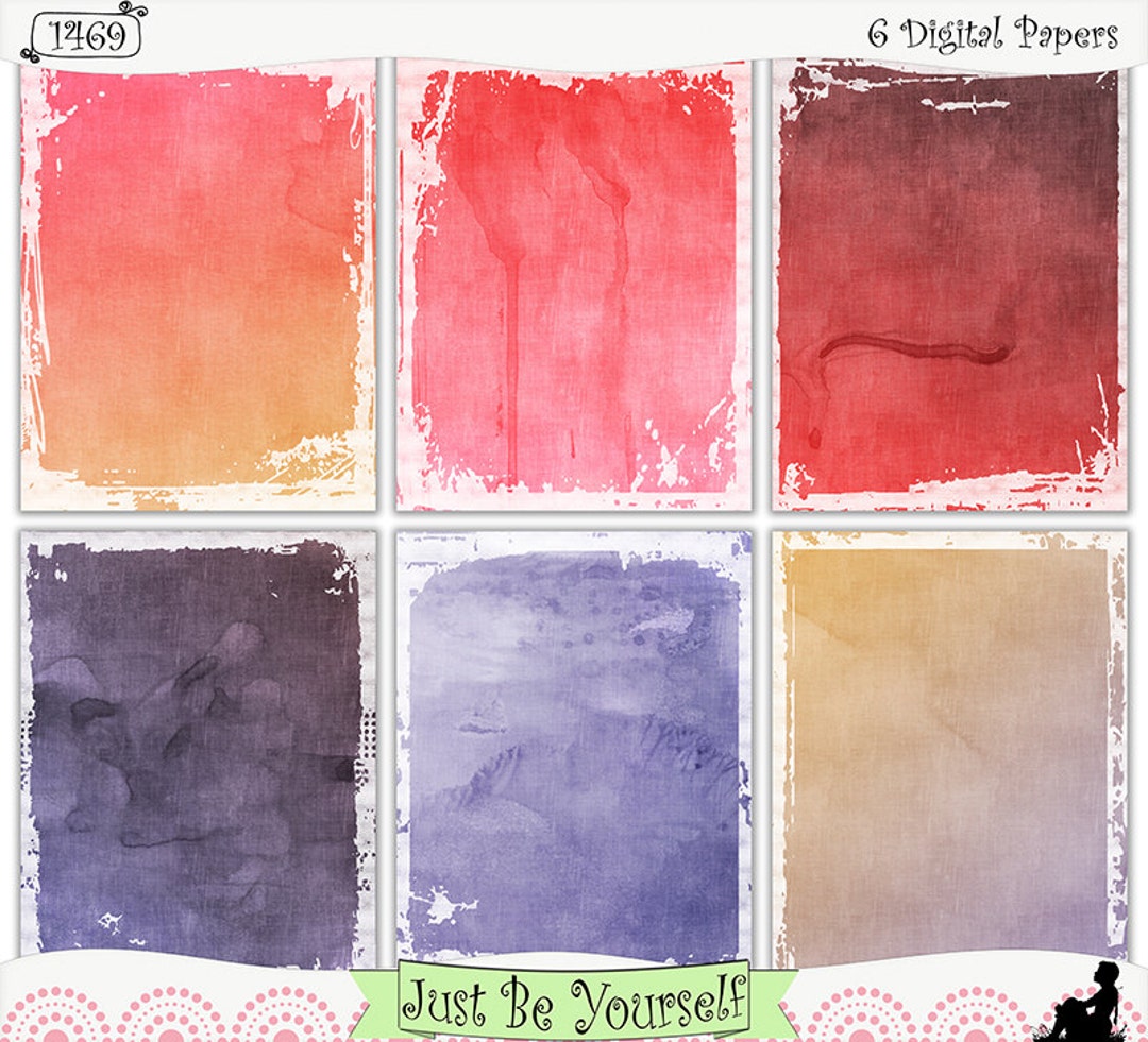 Purple and Coral Watercolor Printable Papers Instant Download Set of 6 ...