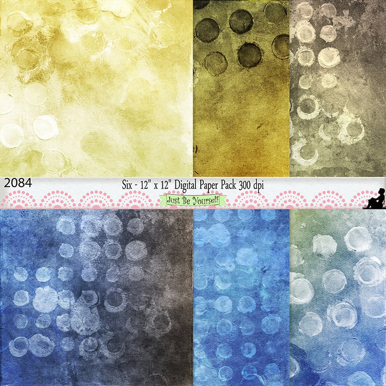 12 X 12 Inch Mixed Media Yellow Olive Green Blue Painted Digital ...