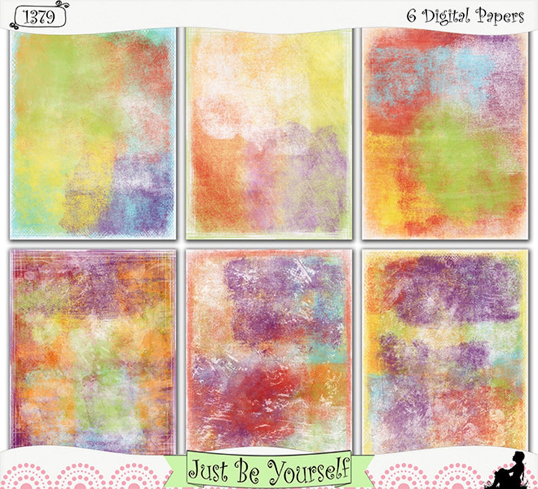 Shabby Orange Green Red Purple Yellow Blue Digital Printable Papers ...