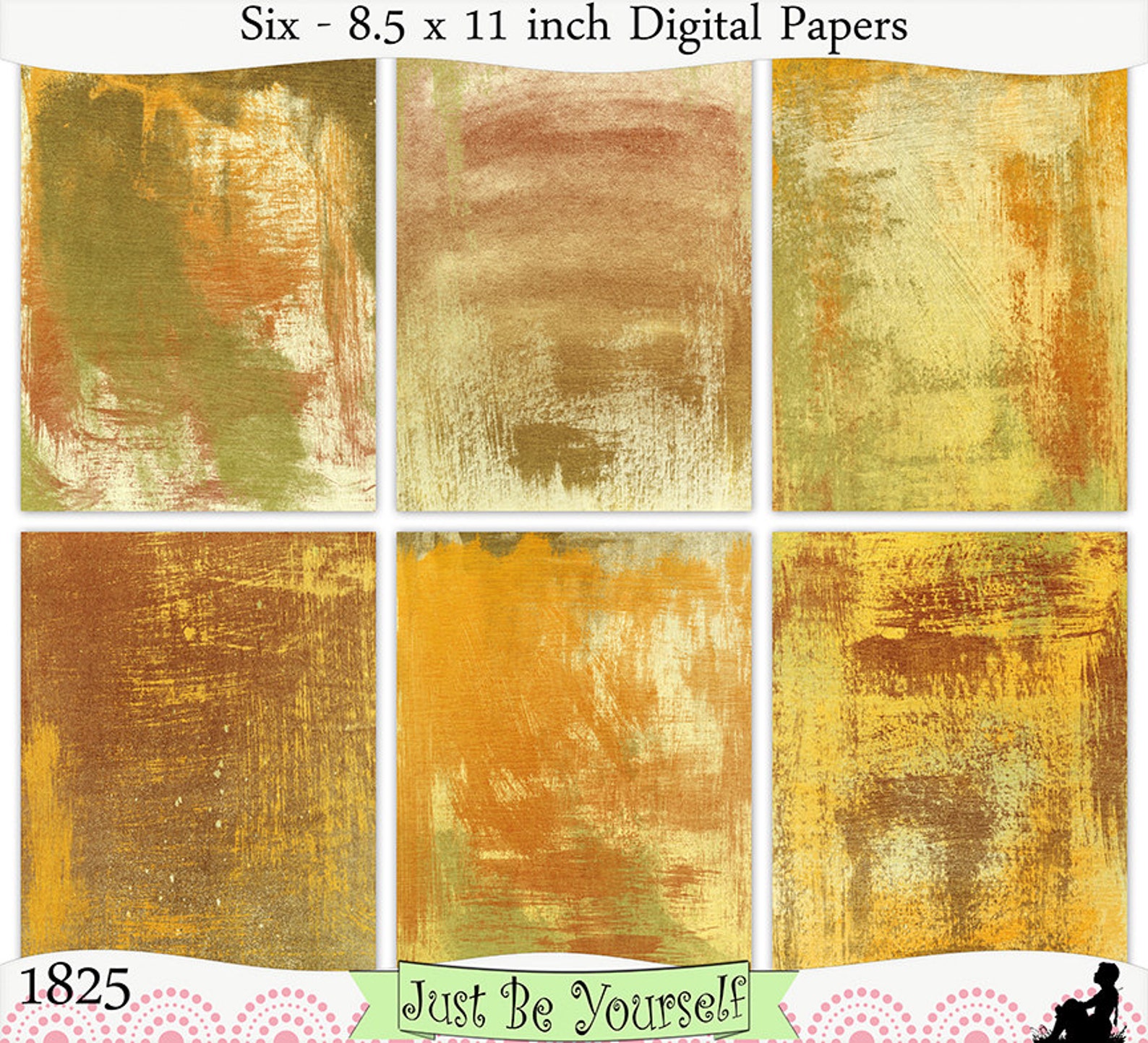 Distressed Green Gold Painted Digital Art Prints Instant Download Set ...