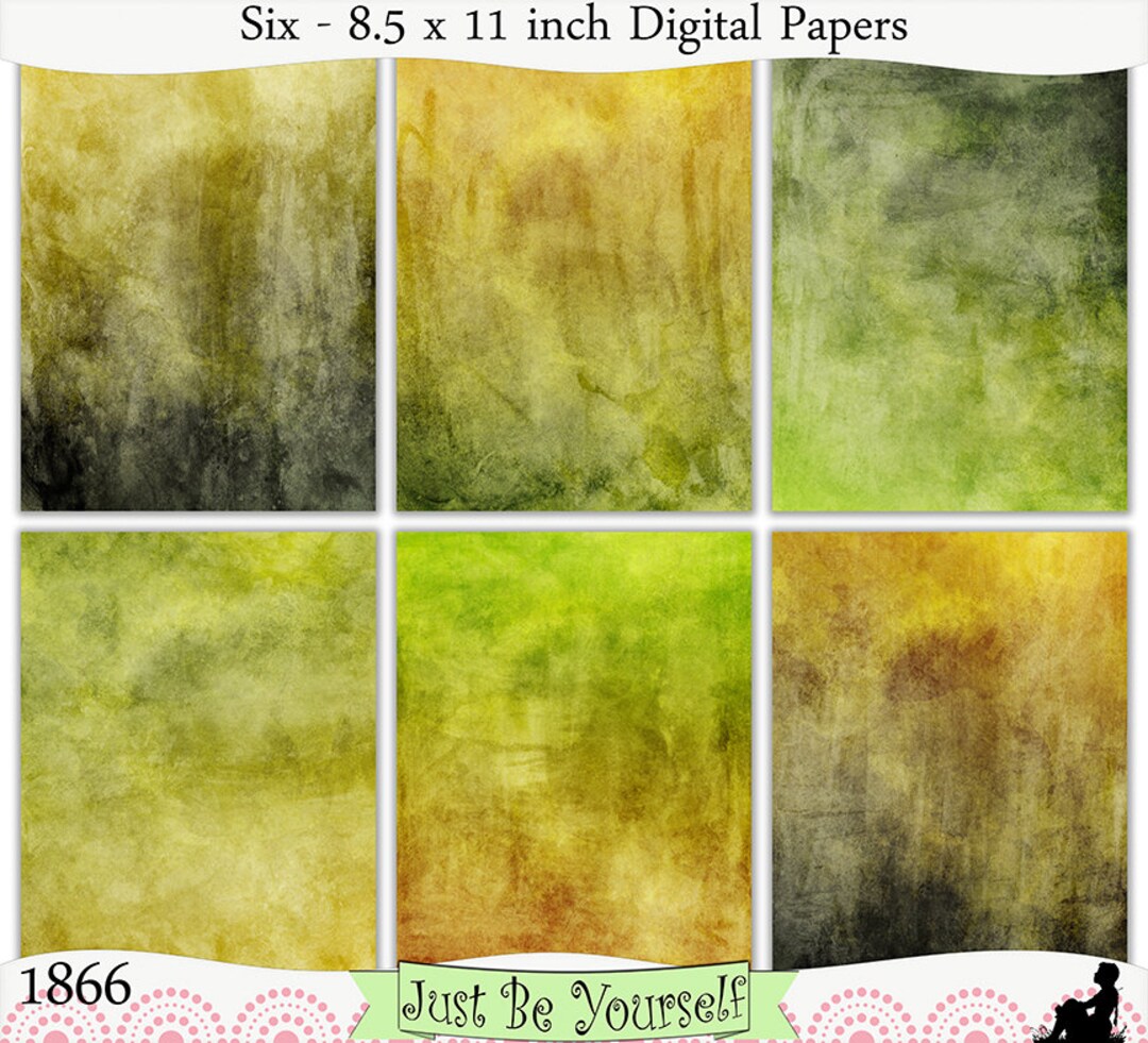 Grungy Yellow and Green Painted Digital Prints Instant Download Set of ...