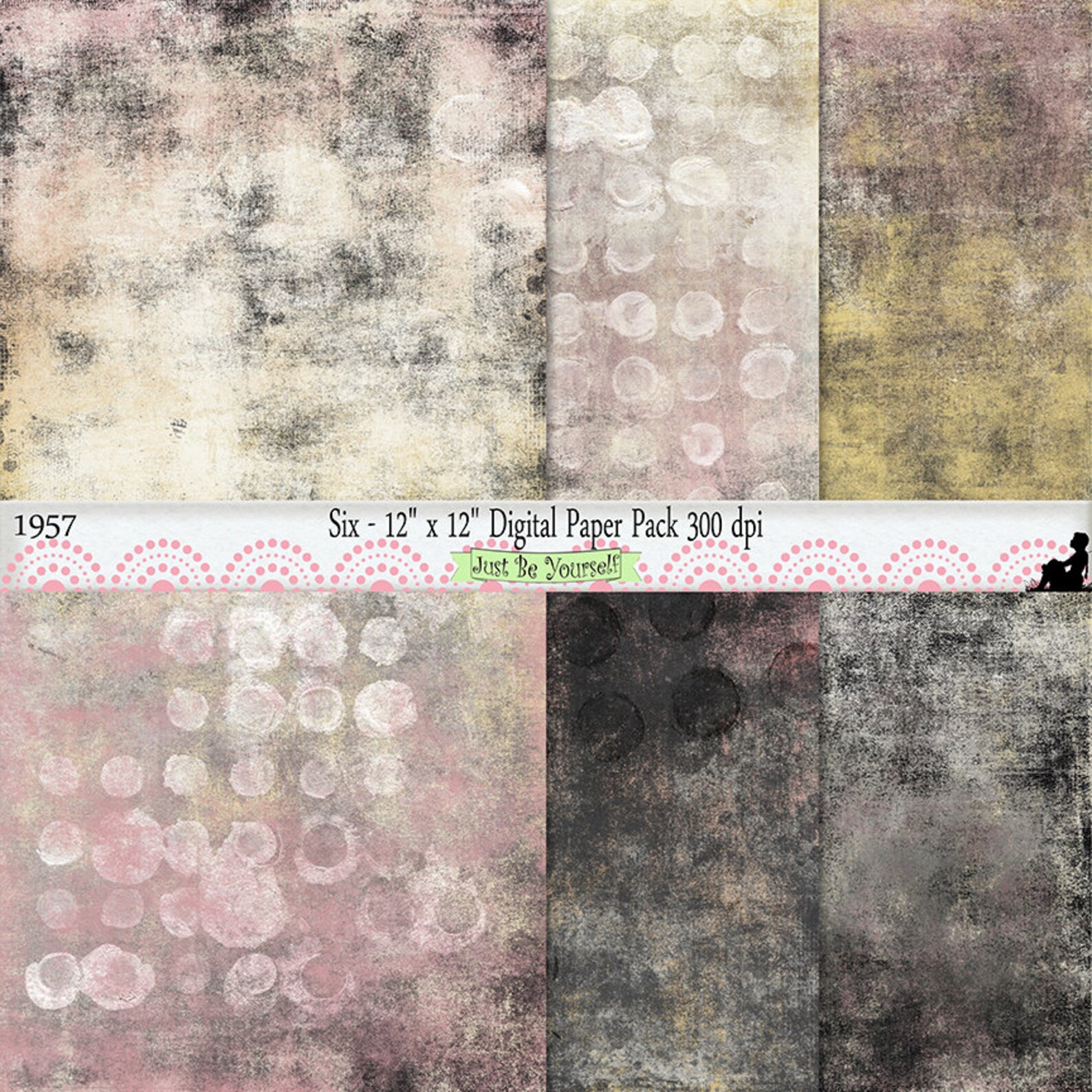 12 X 12 Inch Distressed Orchid Hues Pink Black Painted Scrapbook ...