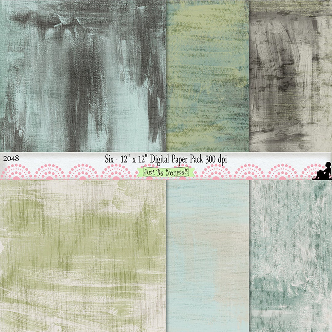 12 X 12 Inch Distressed Hues of Green Painted Digital Background ...