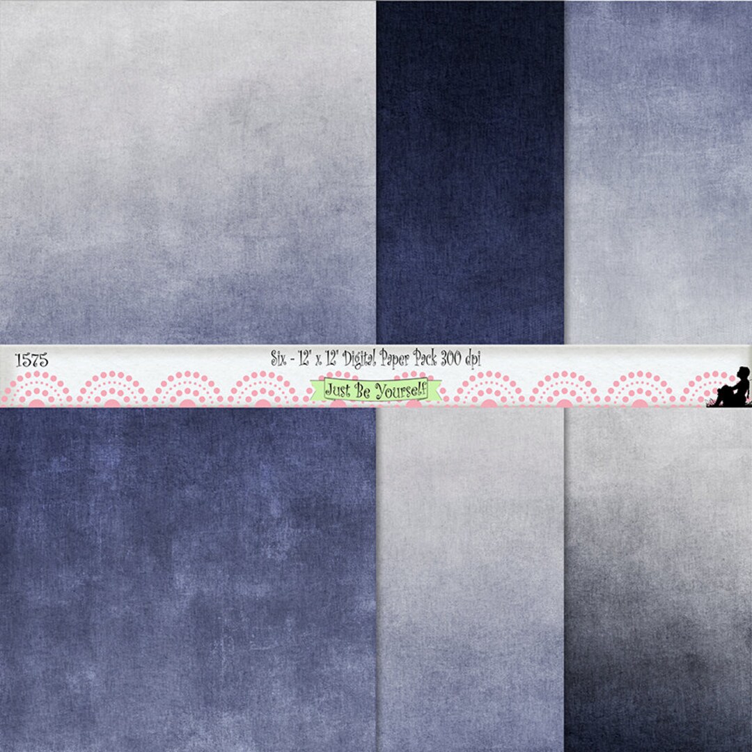 12 X 12 Inch Distressed Ombre Blues Digital Scrapbook Background Papers ...