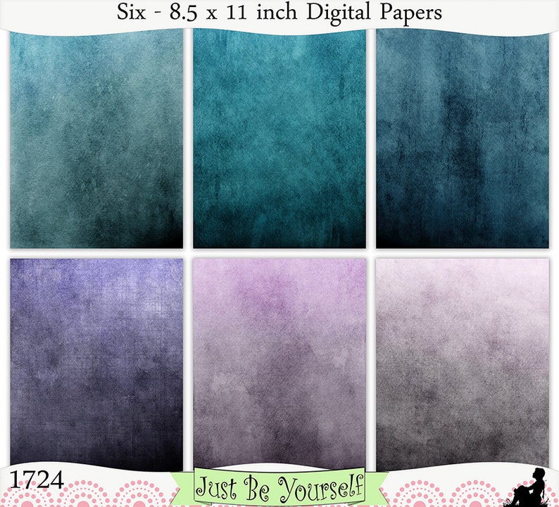 Grungy Blue and Violet Hues Printable Papers Instant Download Set of 6 ...