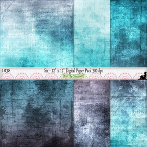 Instant Download 12 X 12 Inch Grungy Blue Painted Papers With Music ...