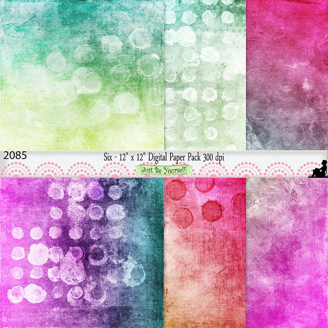 12 X 12 Inch Mixed Media Yellow Green Pink Teal Painted Digital ...