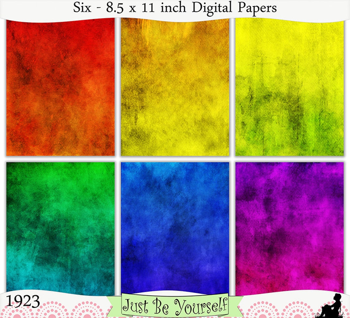 Red Orange Yellow Green Blue Purple Digital Prints Instant Download Set ...