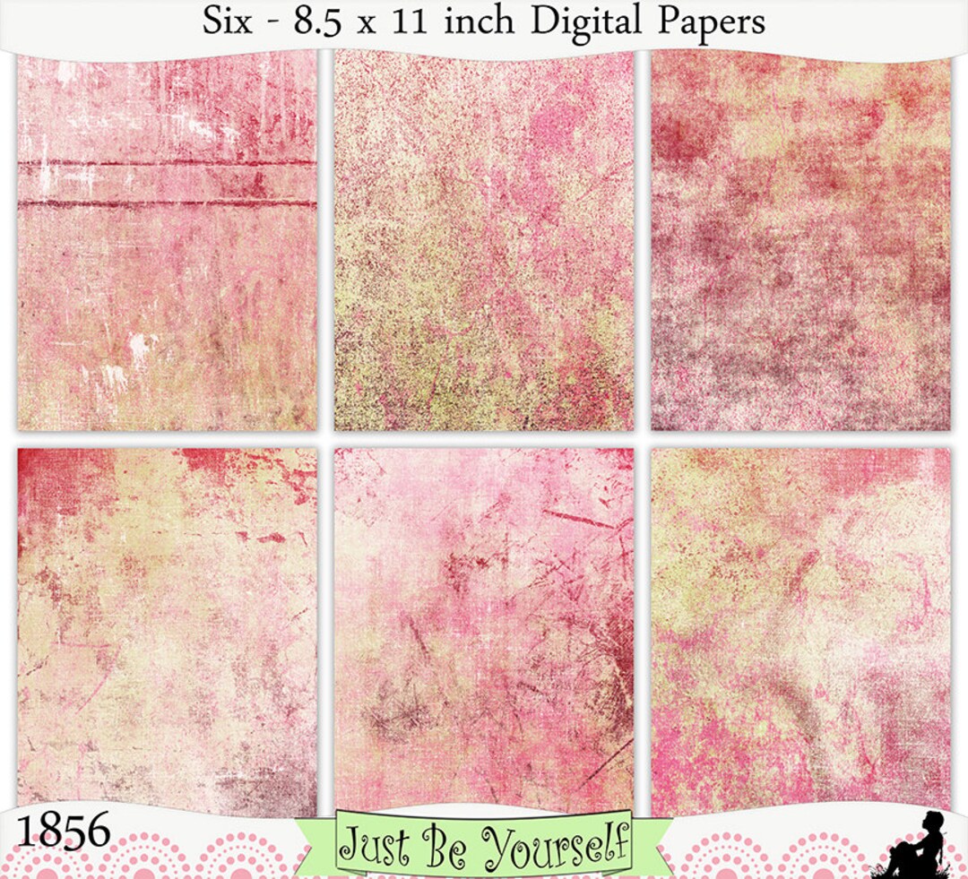 Distressed Pink and Red Painted Digital Prints Instant Download Set of ...