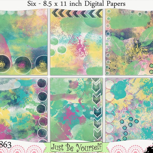 Red Orange Blue Yellow Painted Digital Art Prints Instant - Etsy