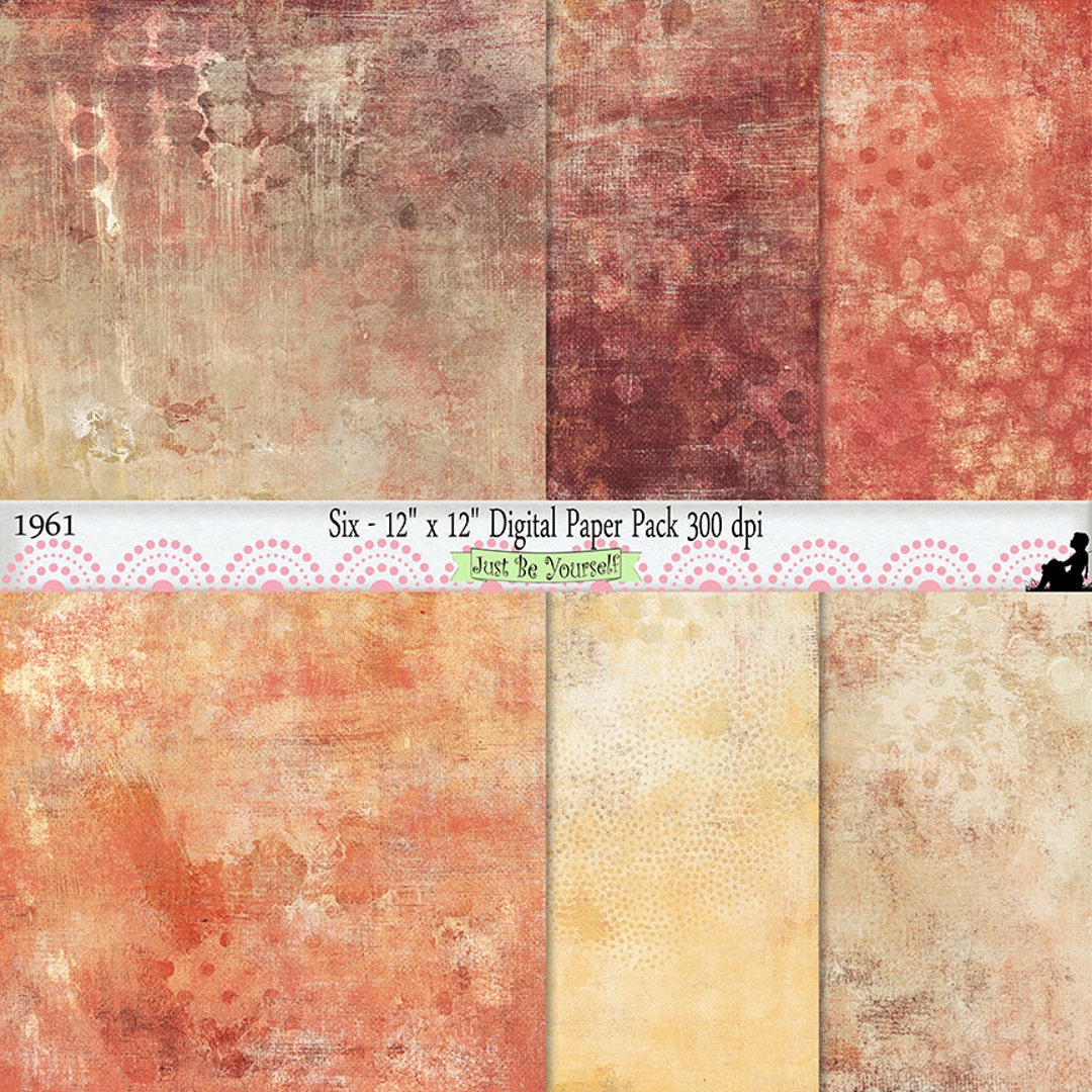 12 X 12 Inch Distressed Brown Rust Yellow Beige Painted Scrapbook ...