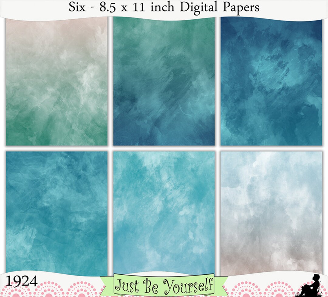 Distressed Green and Blue Sea Tones Digital Papers Instant Download Set ...