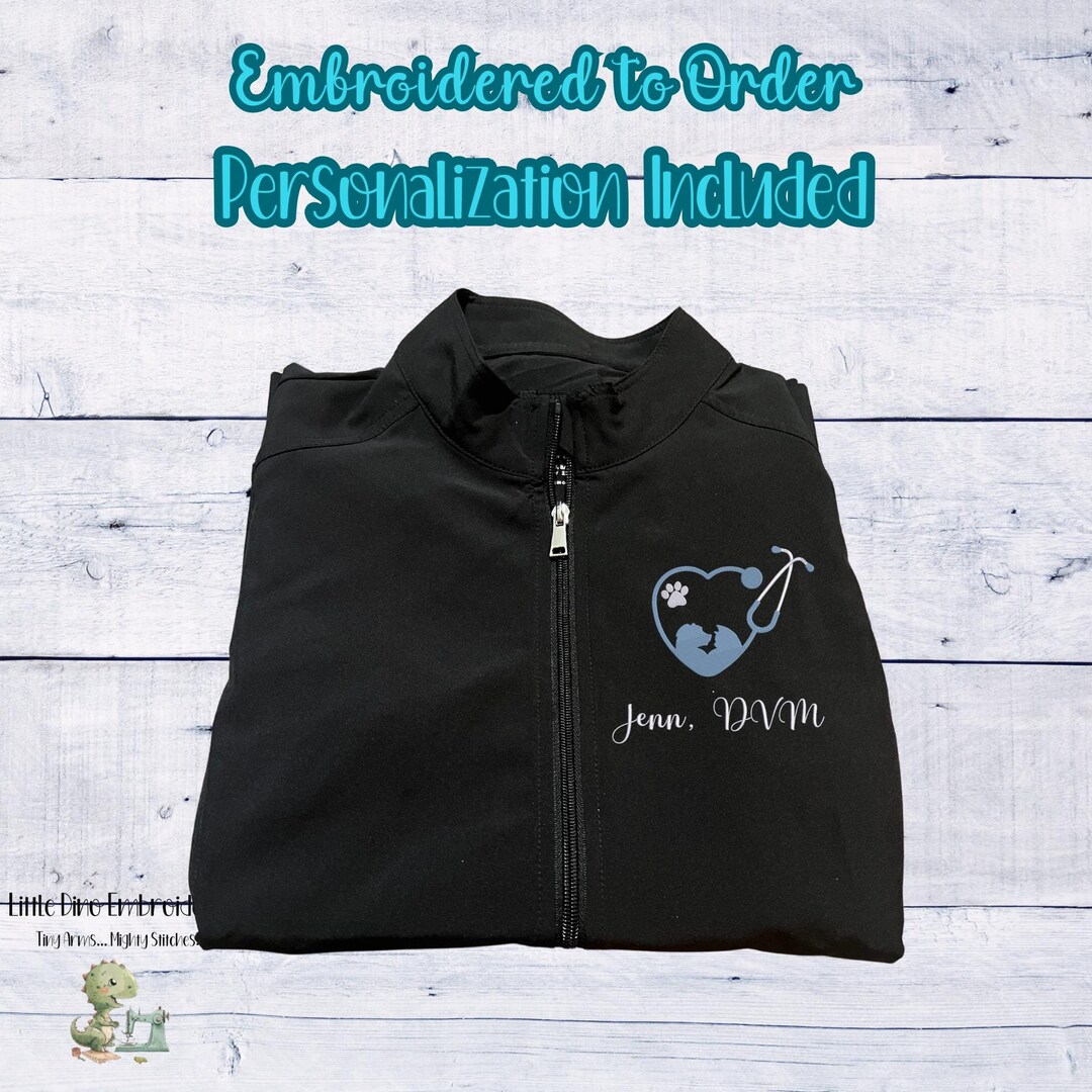 Embroidered Vet Scrub Personalized Jacket Dogs Embroidery Cats ...