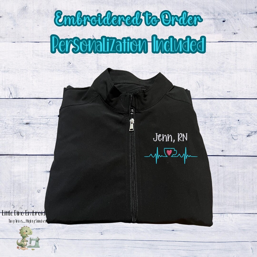 Embroidered Nurse Jacket Personalized Scrub RN Coffee Lover Nurse Gift ...