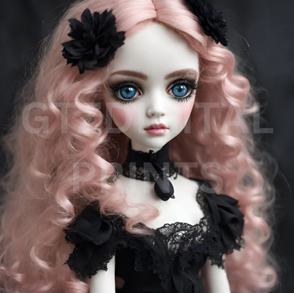 Porcelain Doll Goth Style Digital Art Bundle Download Goth Dolly Black ...