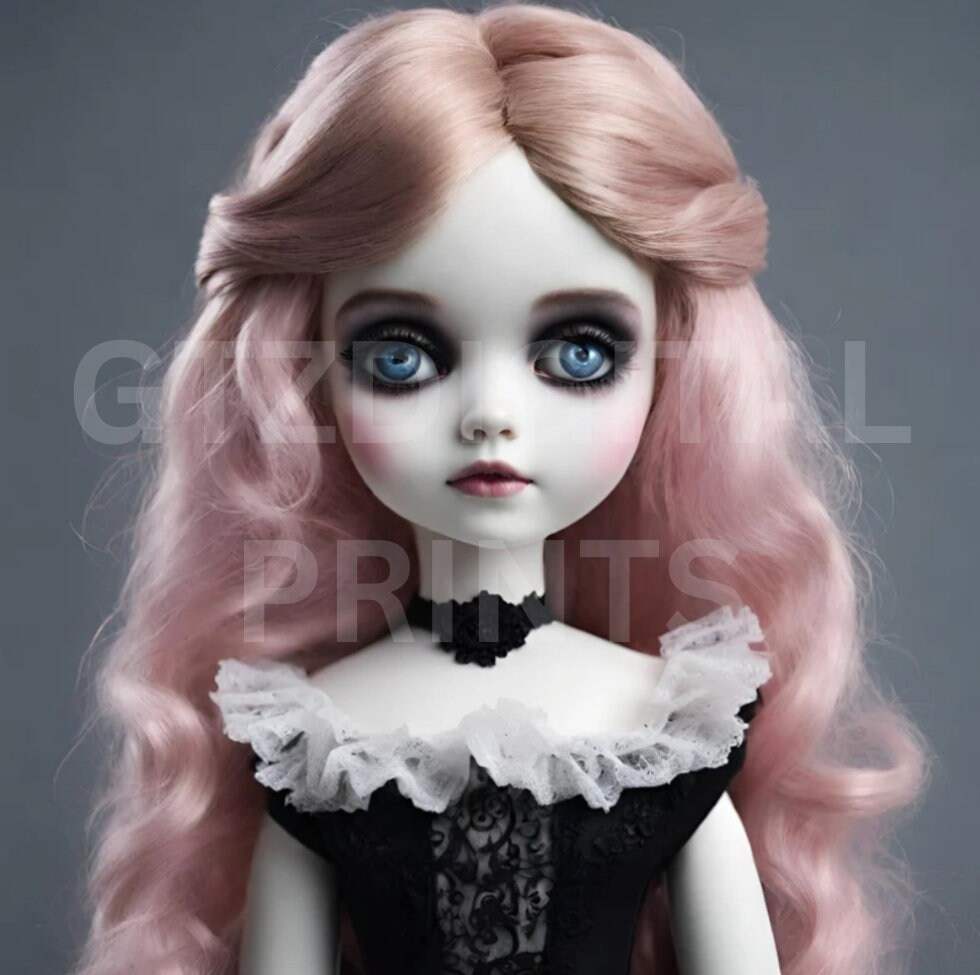 Porcelain Doll Goth Style Digital Art Bundle Download Goth Dolly Black ...